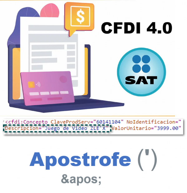 El caracter ' no es válido dentro del valor de un atributo en el XML, debe ser reemplazado por ...