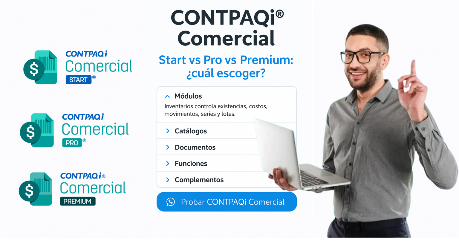 CONTPAQi® Comercial Start vs Pro vs Premium: Comparativa Completa | Te ...